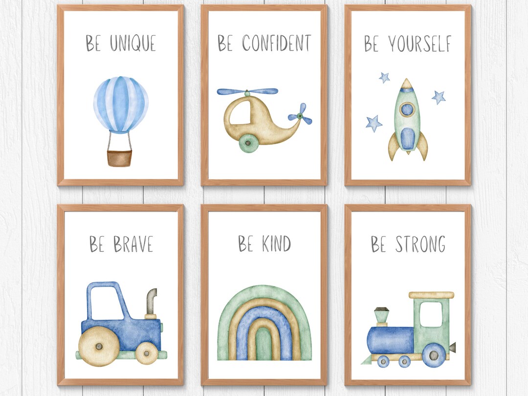 Positive Affirmations Kids Room Decor: Watercolor Prints, Boy Nursery ...