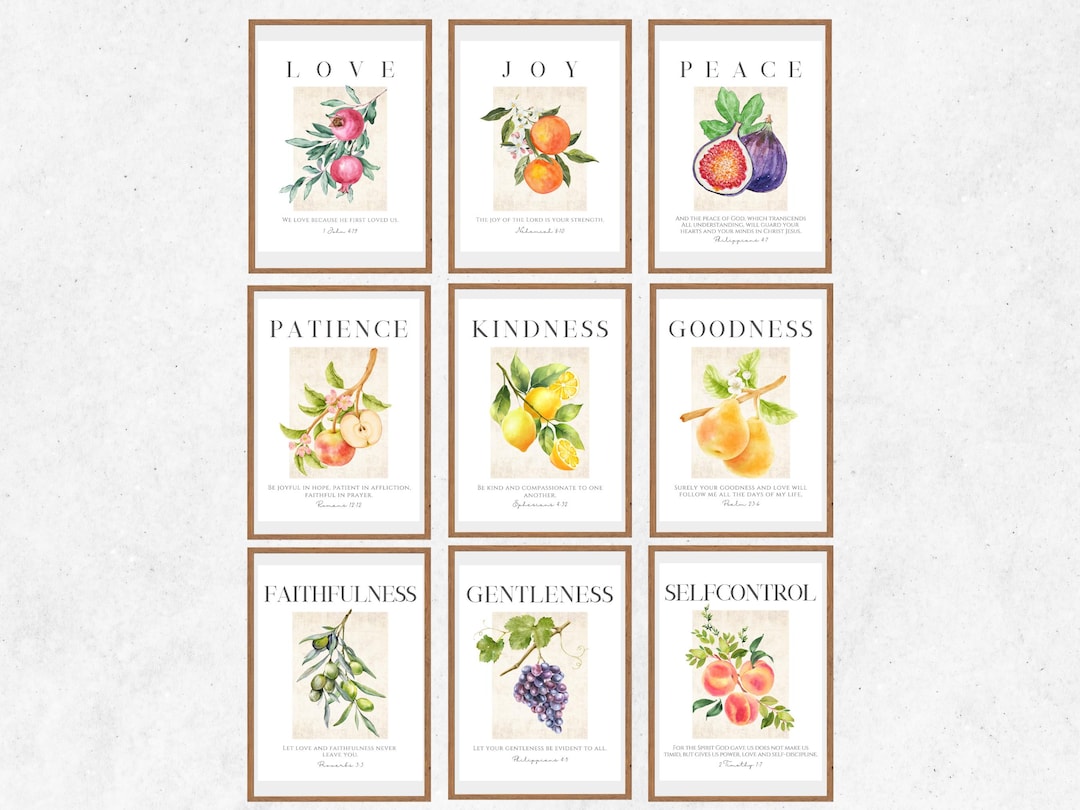 Fruit of the Spirit Watercolor Print Set: Christian Home Decor (digital ...