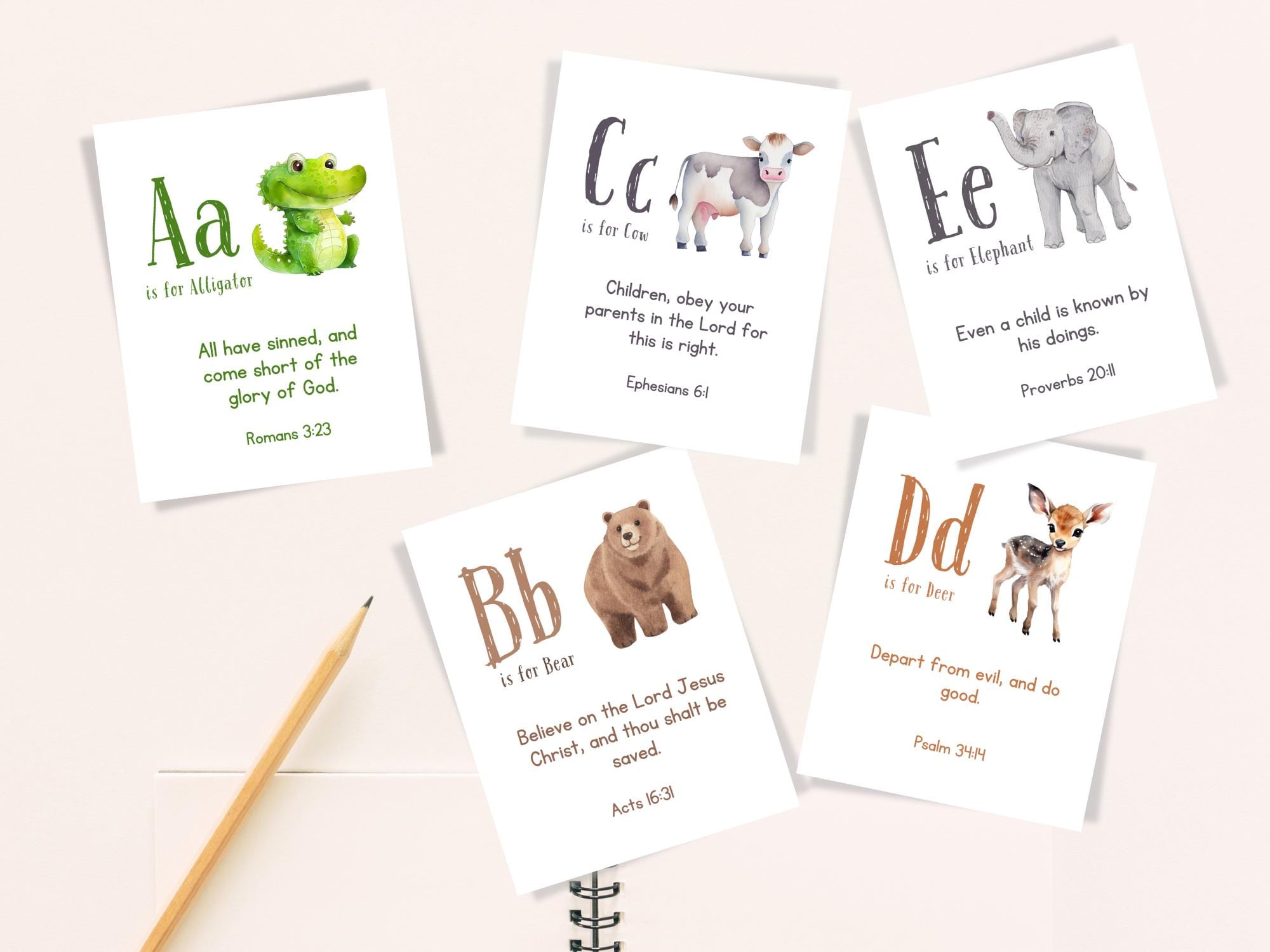 KJV Alphabet Bible Verse Cards: Homeschool Scripture Art (digital ...