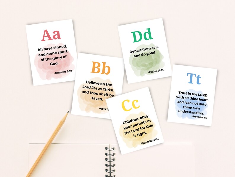 KJV Alphabet Bible Verse Cards: Homeschool Scripture Art (digital ...