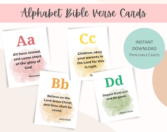 KJV Alphabet Bible Verse Cards: Homeschool Scripture Art (digital ...