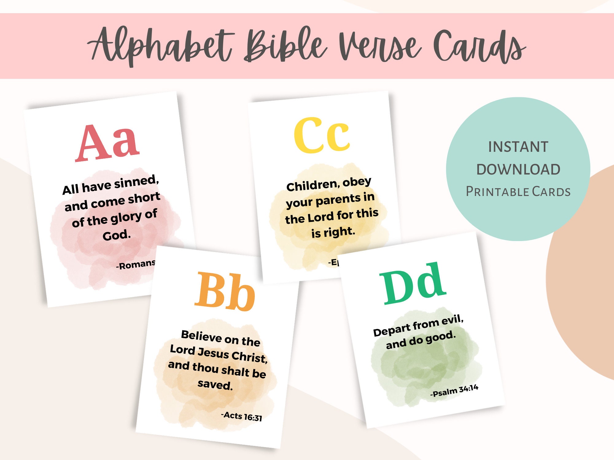 KJV Alphabet Bible Verse Cards: Homeschool Scripture Art (digital ...