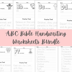 Alphabet Bible Handwriting Worksheet: Homeschool Penmanship (PDF) - Etsy