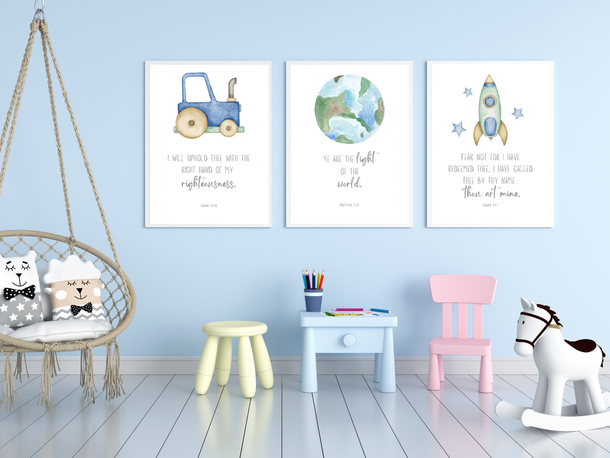 Set of 6 Christian Nursery Decor Bible Verse Wall Art - Etsy