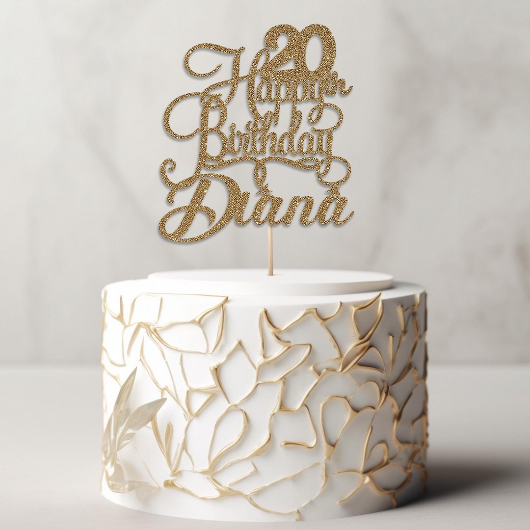 Personalised Happy Birthday Cake Topper, Custom Glitter Cake Topper ...