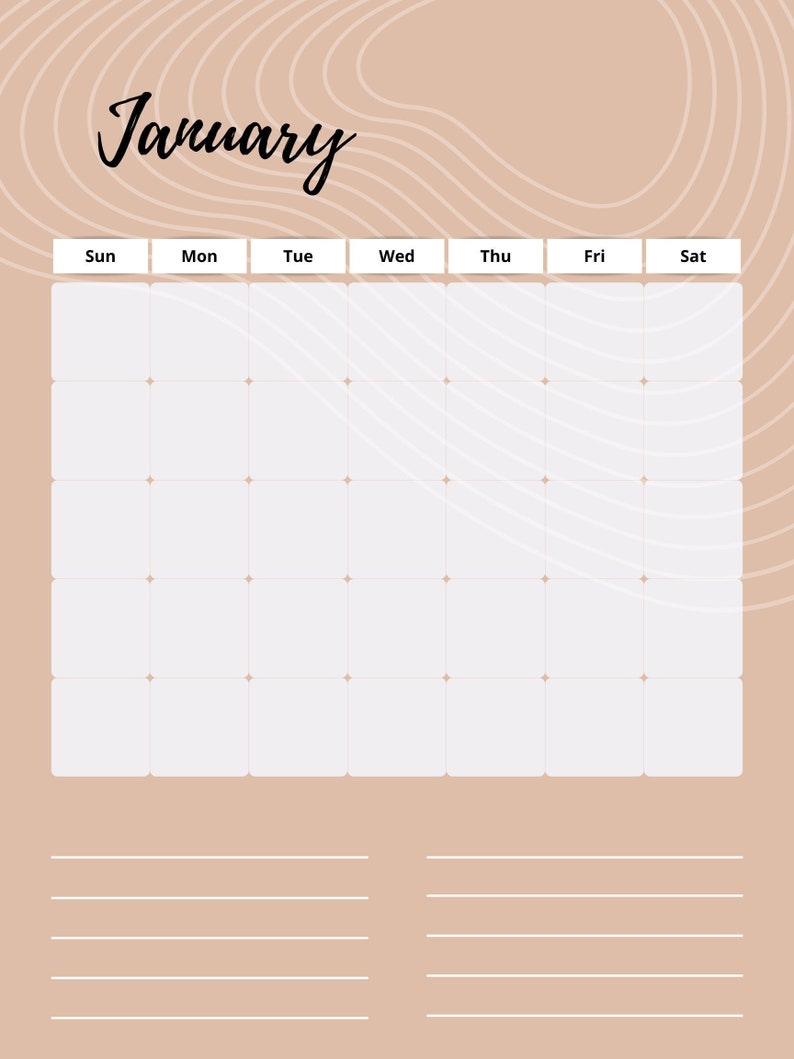 Printable Blank 12 Month Calendar - Etsy