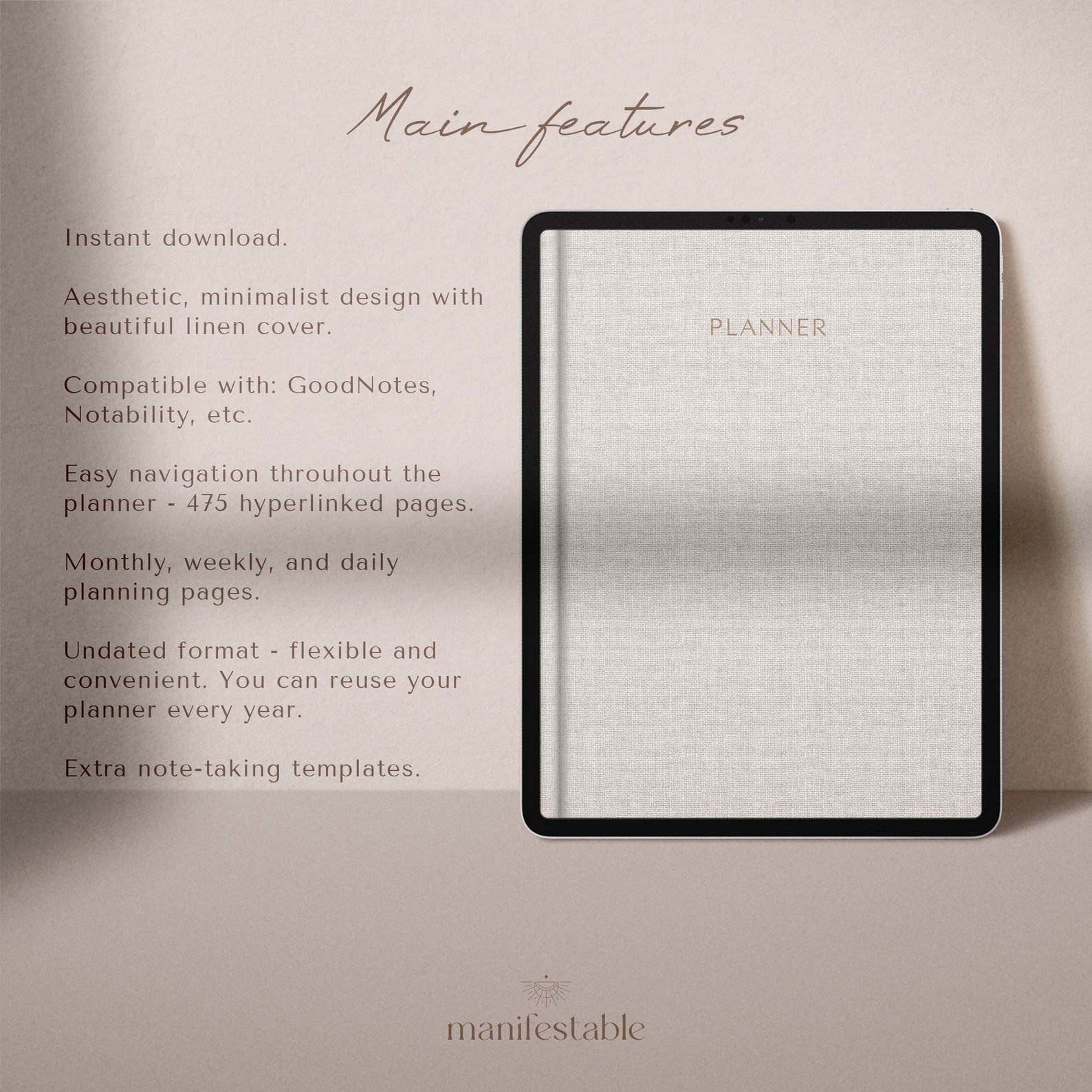 Digital Planner iPad Planner Goodnotes Planner Minimalist Planner ...