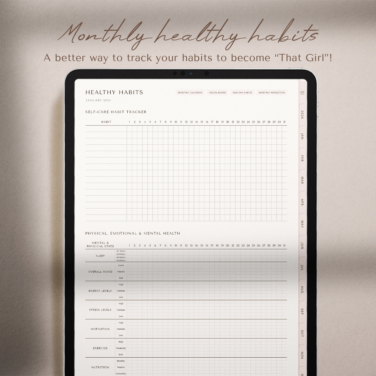 THAT GIRL Planner 2024 Digital Planner Goodnotes Planner Self Care ...
