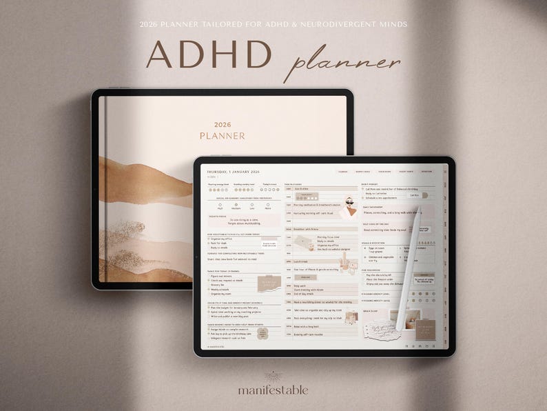 2026 ADHD Planner, 2026 ADHD Digital Planner, iPad Planner, Goodnotes ...
