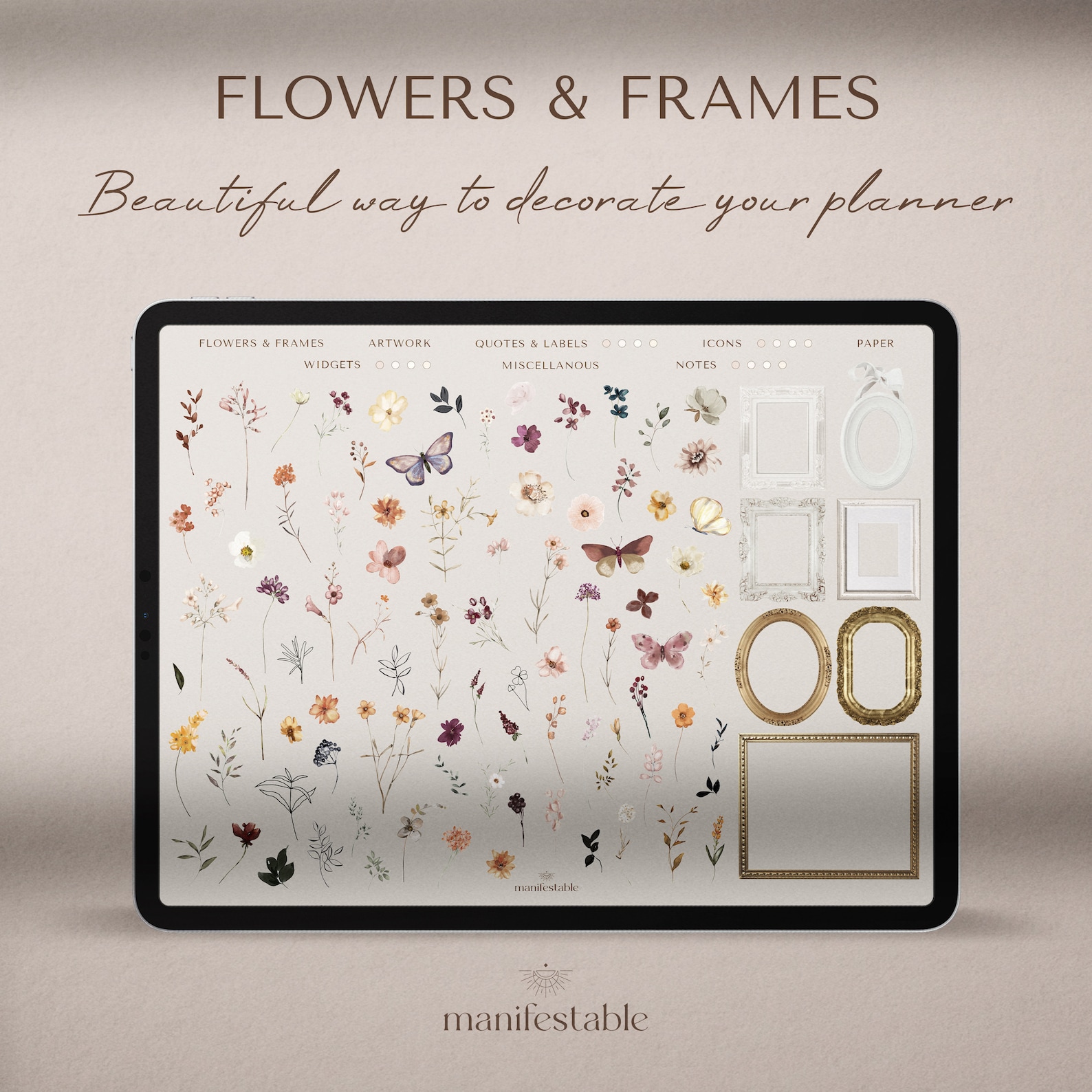 Floral Aesthetic DIGITAL STICKERS | Goodnotes Stickers | Flowers ...