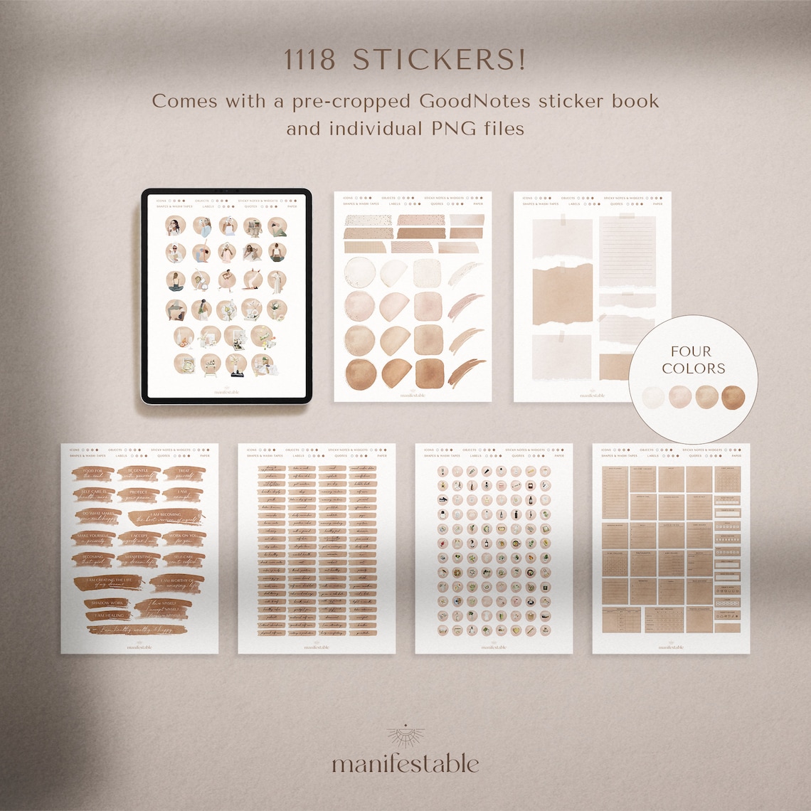 That Girl Aesthetic DIGITAL STICKERS Neutral Watercolor - Etsy