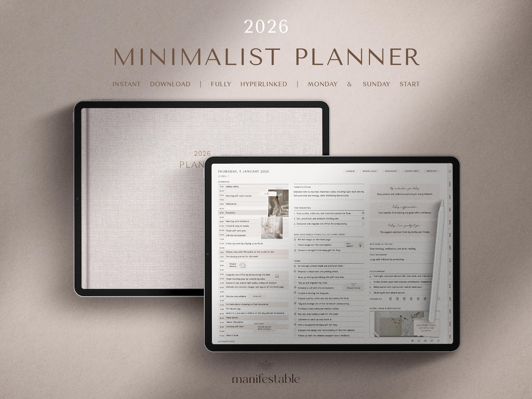 2026 Digital Planner, Minimalist 2026 Planner, Goodnotes Planner, iPad ...