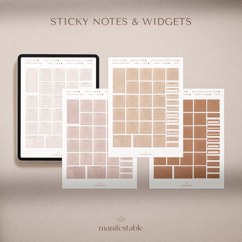 That Girl Aesthetic DIGITAL STICKERS Neutral Watercolor - Etsy