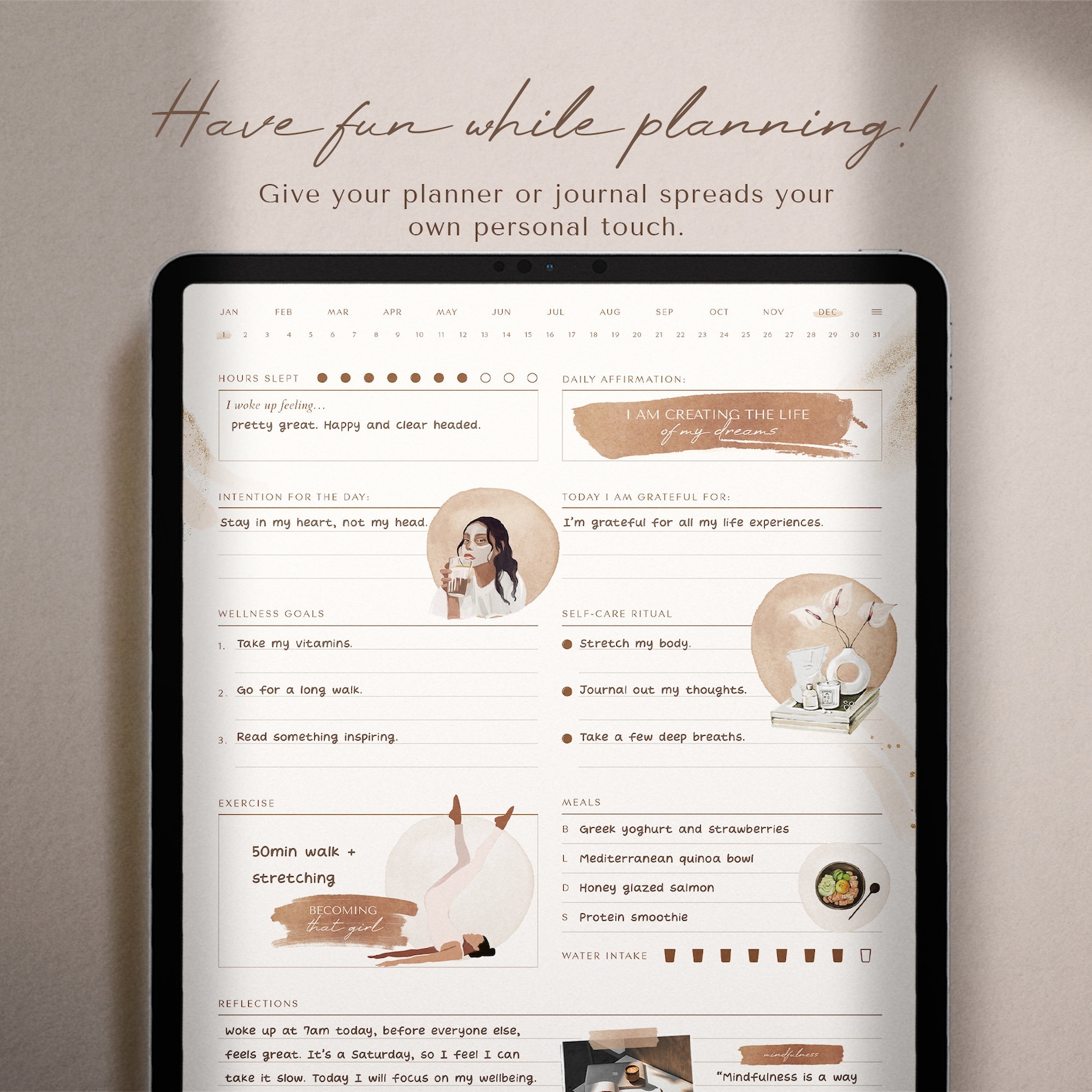 That Girl Aesthetic DIGITAL STICKERS Neutral Watercolor - Etsy