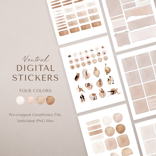 That Girl Aesthetic DIGITAL STICKERS Neutral Watercolor - Etsy