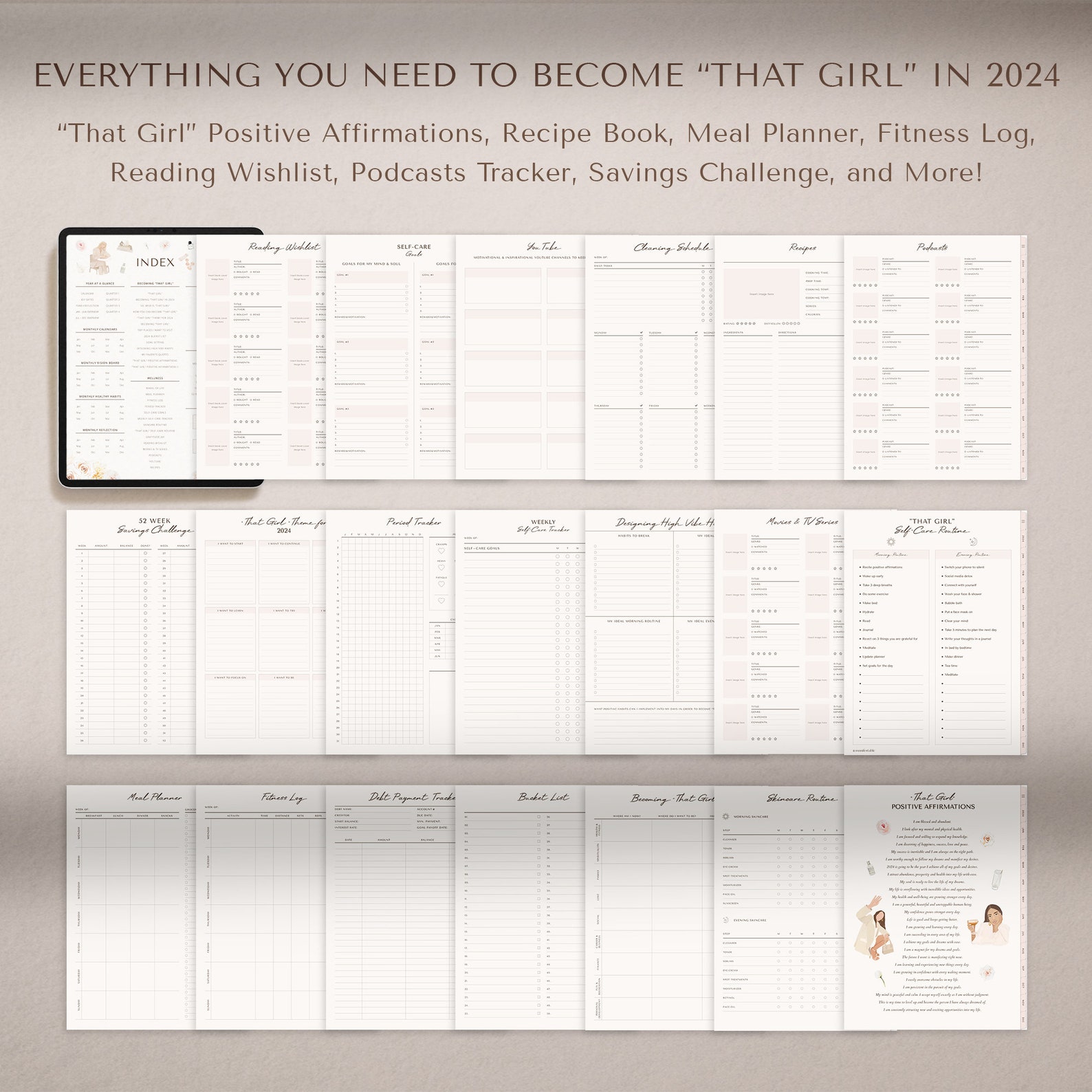 THAT GIRL Planner 2024 Digital Planner Goodnotes Planner Self Care ...