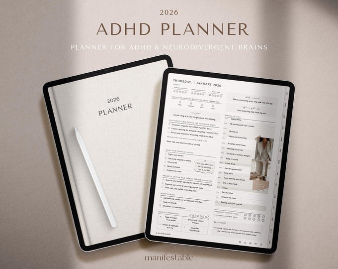 2025-2026 Midyear Digital Planner, Portrait Hyperlinked iPad Planner ...