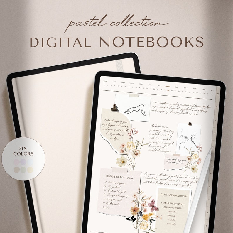 Digital Notebooks | 36 Pastel Digital Journals | Digital Notebook ...