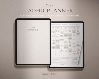 Undated Digital Light ADHD Planner for Adults, Goodnotes, Ipad, Android ...
