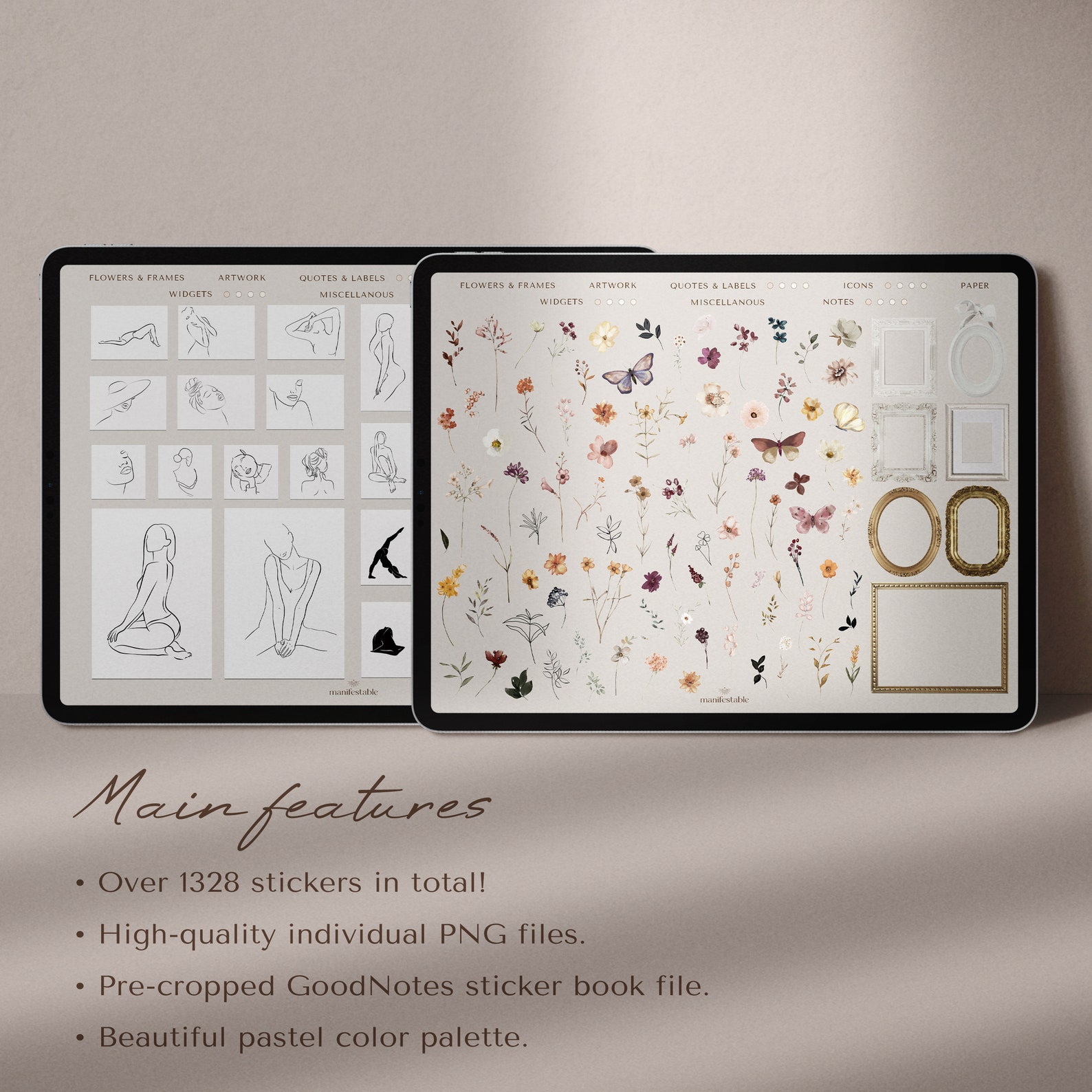 Floral Aesthetic DIGITAL STICKERS | Goodnotes Stickers | Flowers ...