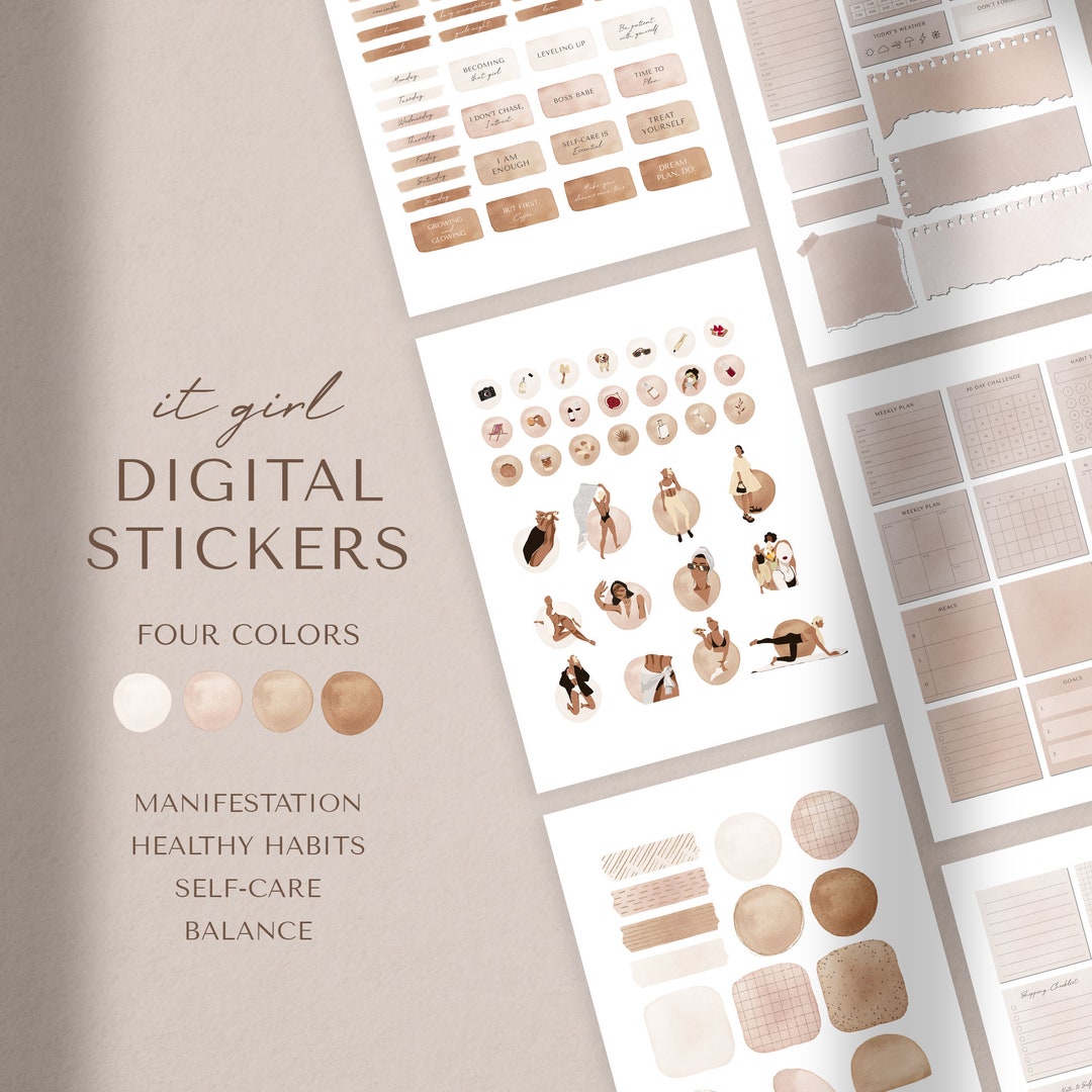 Digital Stickers | Planner Stickers | Aesthetic IT GIRL Stickers ...