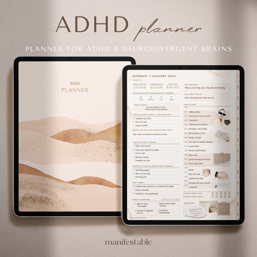 ADHD Planner 2024 Digital Planner ADHD Digital Planner Goodnotes ...