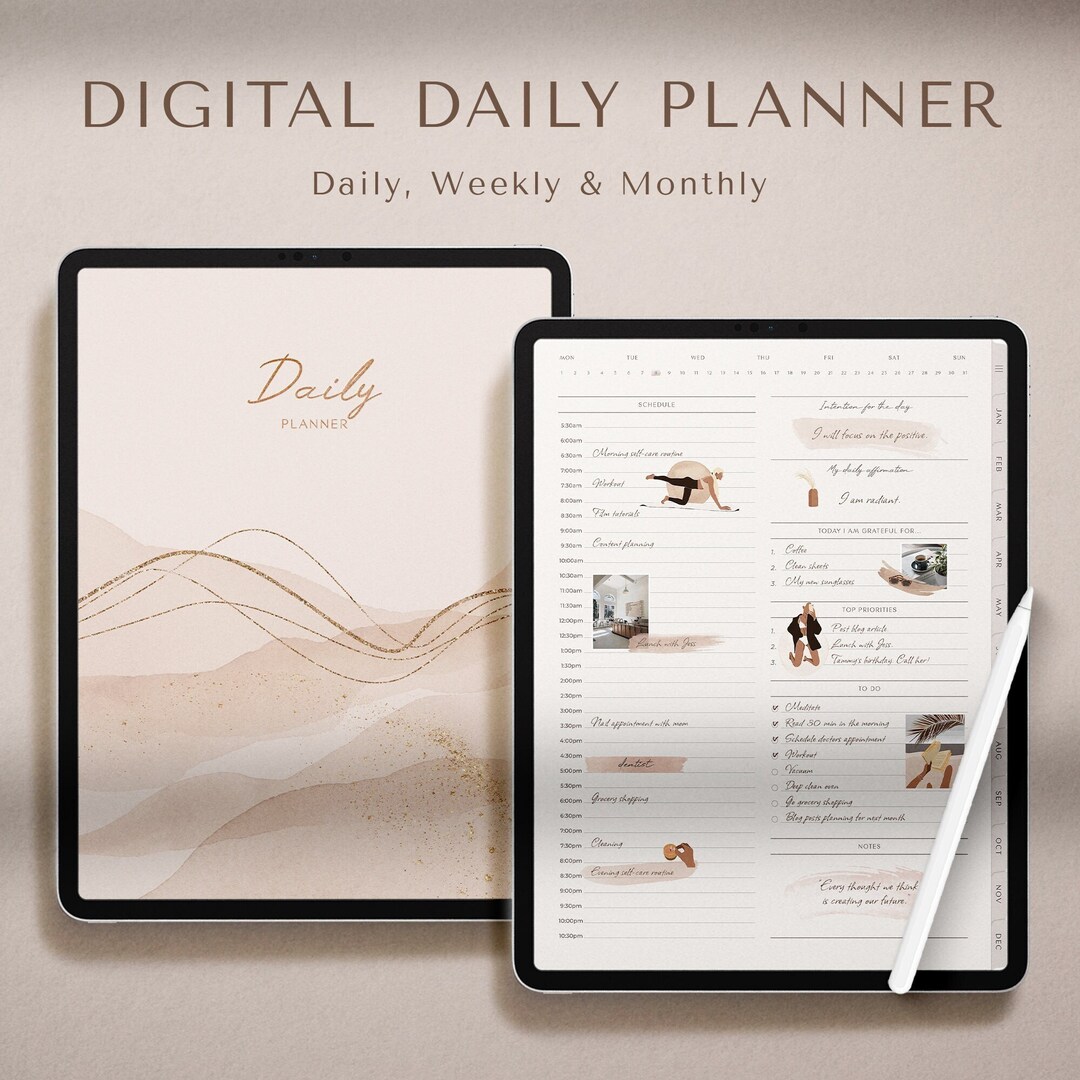 Digital Planner Daily Planner Undated Digital Planner Daily, Weekly ...