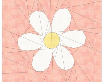 Daisy Quilt Block Pattern, Wildflower Series, PDF Download, Foundation ...