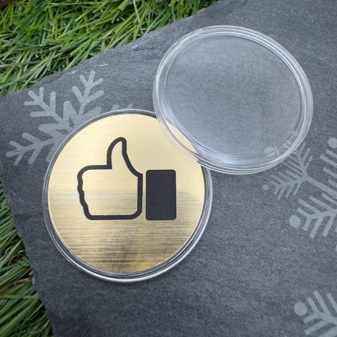 Reversible Thumbs up Down Decision Coin Engraved Gold Token in ...