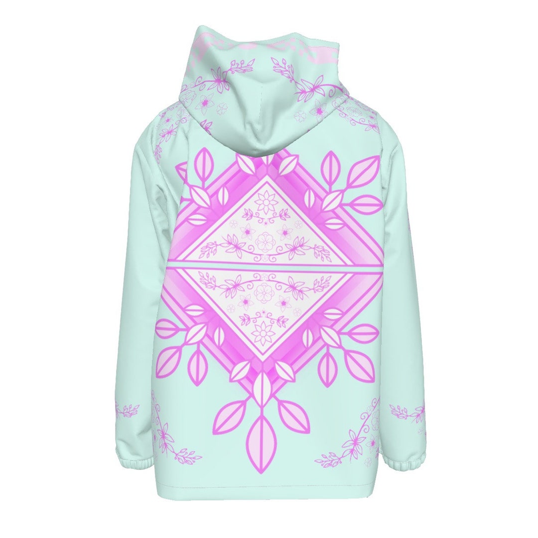 Native Floral Indigenous Hooded Zipper Windproof Jacket Woodland Floral ...