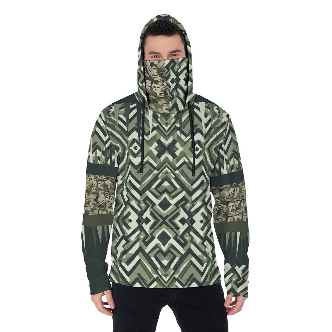 Anti-facial Recognition Print Men's Fleece Hoodie With Mask - Etsy