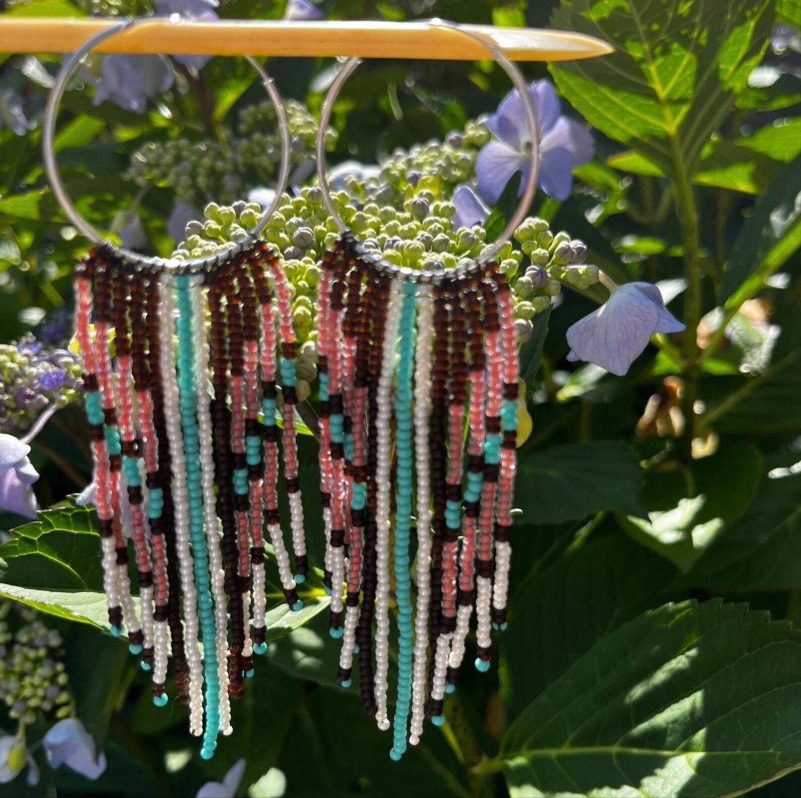 Silver Plated Hoop Rose Copper Fringe Earrings - Etsy