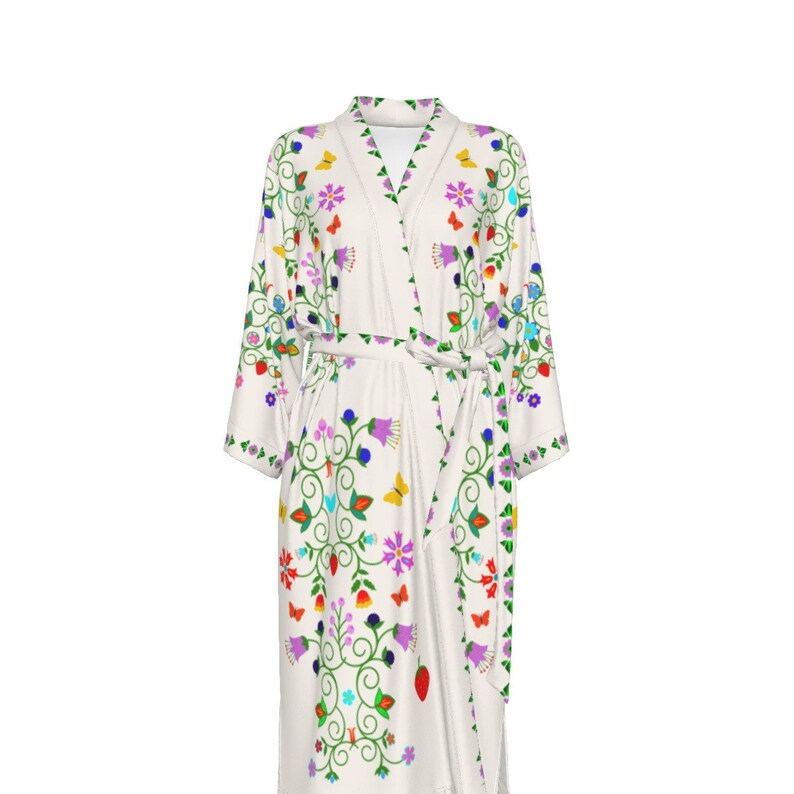 Indigenous Native Floral Satin Kimono Robe - Etsy