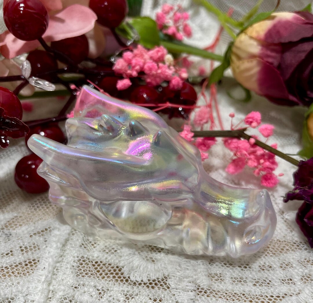 Aura Quartz Crystal Dragon Head Carving (2.5 Inches) - Etsy