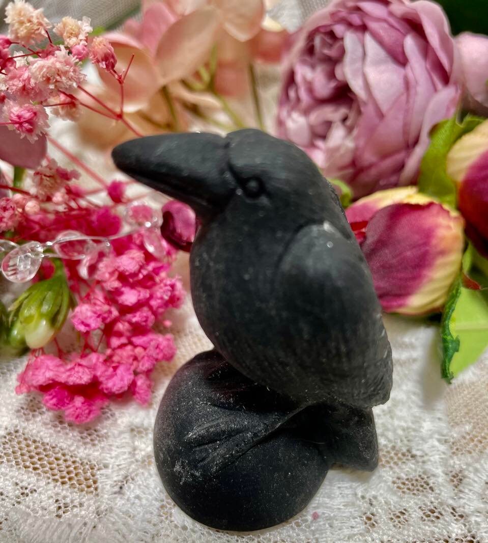 Black Obsidian Crystal Raven Carving - Etsy