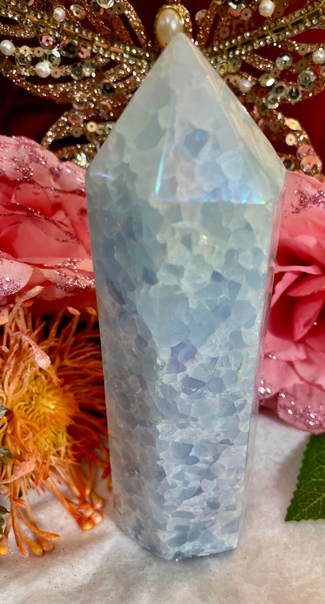 Beautiful Huge Aura Blue Calcite Crystal Tower 6.5 Inches - Etsy