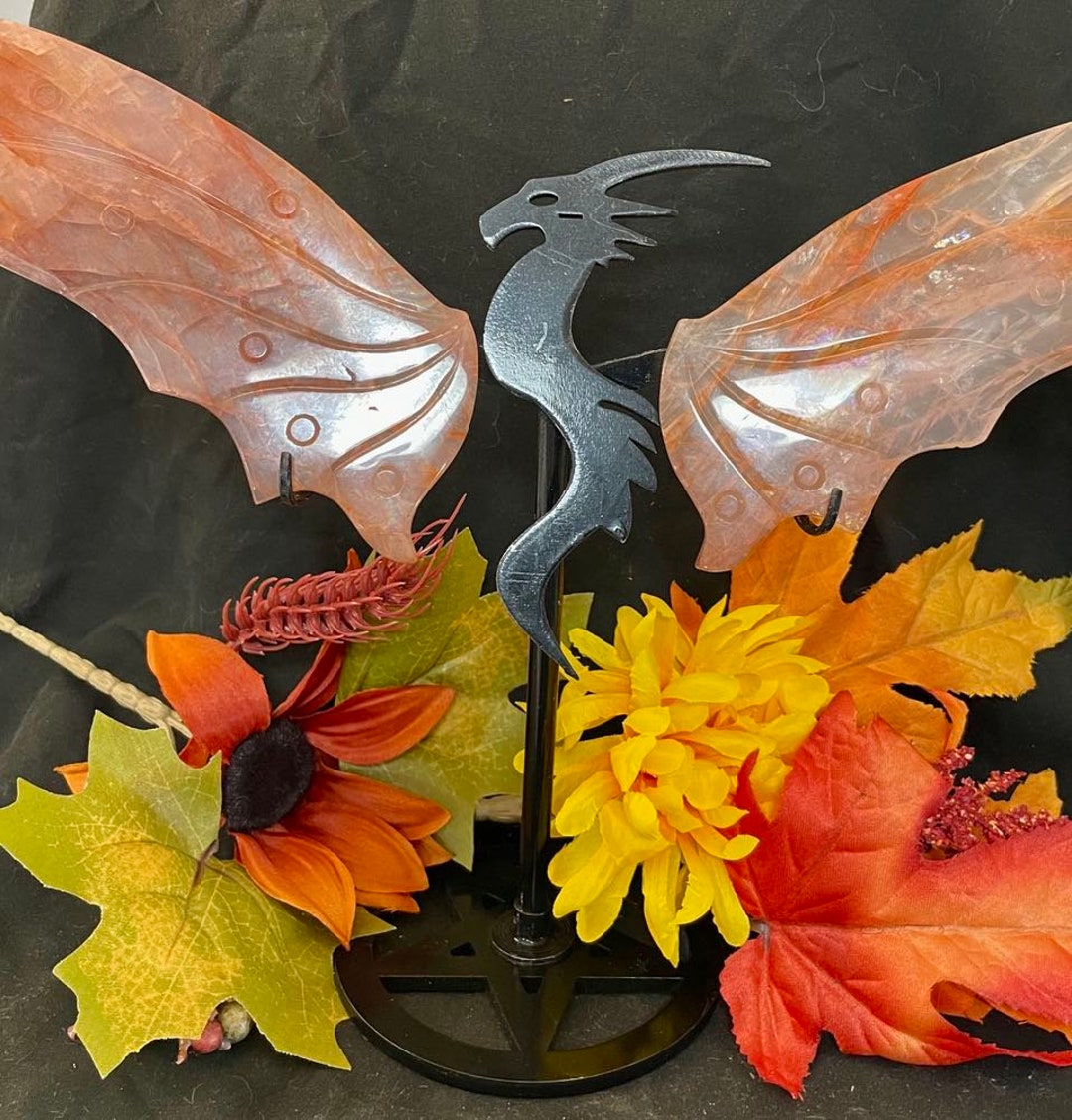 Beautiful Fire Quartz Crystal Dragon Wings W/stand - Etsy