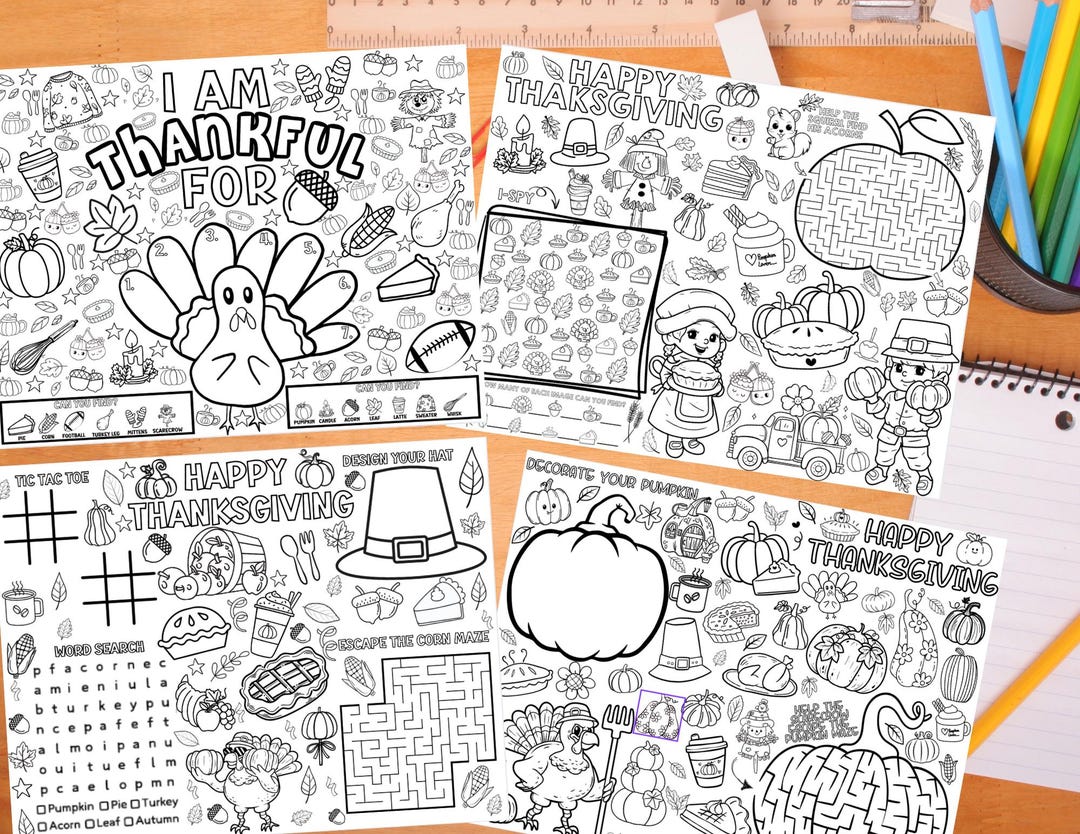 Printable Thanksgiving Holiday Activity Placement Worksheets - Etsy