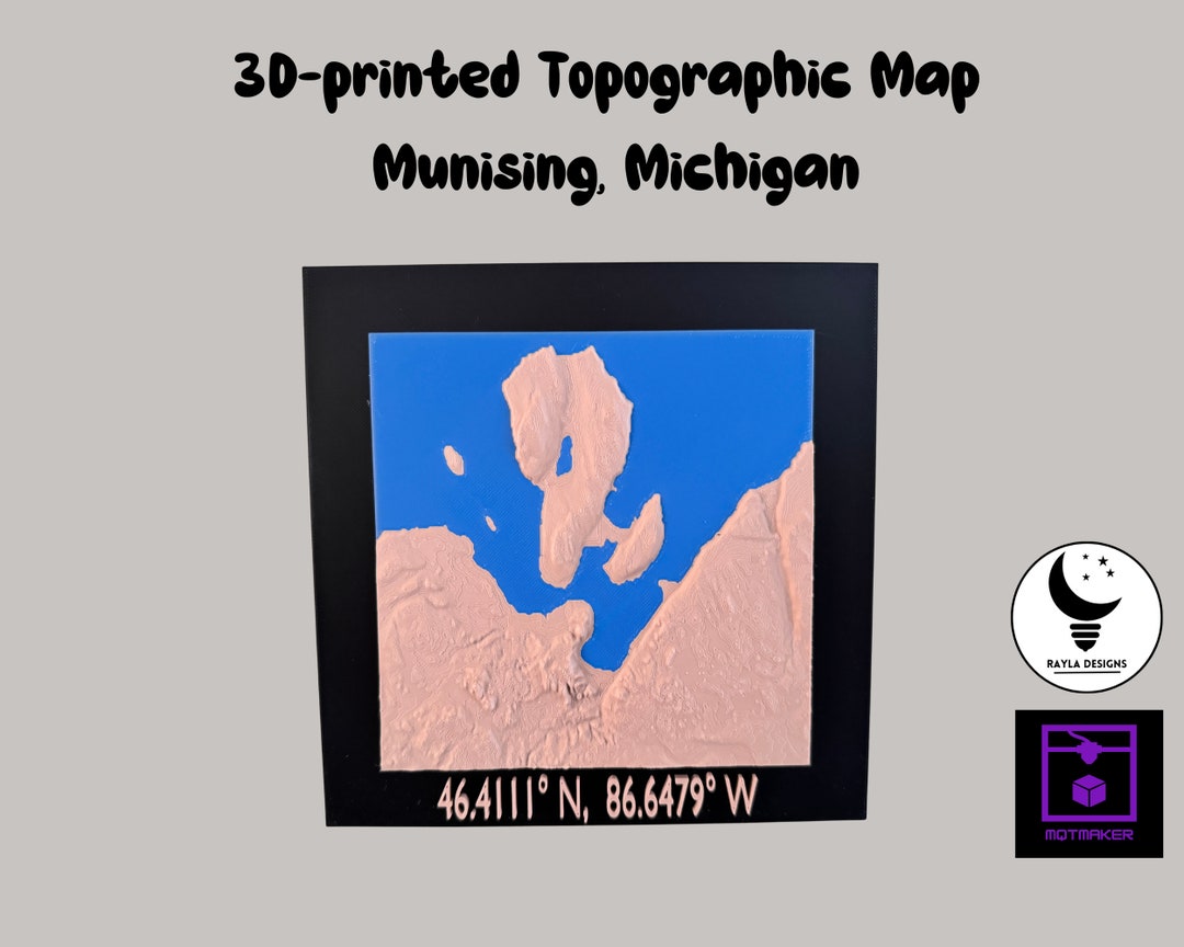 3d-printed Munising, Michigan Topographic Map Wall Hanging Gift - Etsy