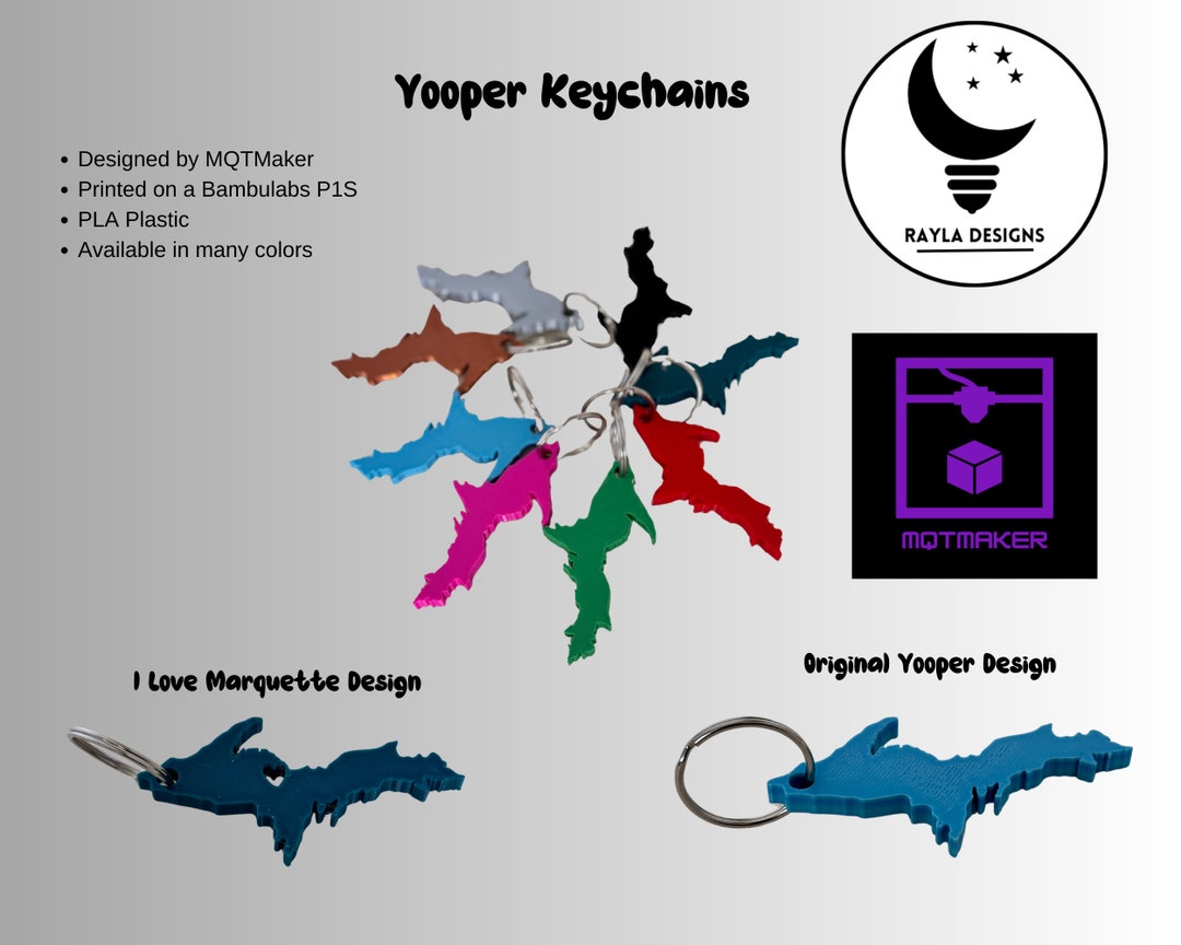 3d-printed Yooper Keychains Upper Peninsula Michigan Gift - Etsy