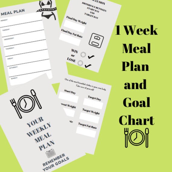 Digital Weakly Meal Plan and Goal Chart / Downloadable PDF - Etsy