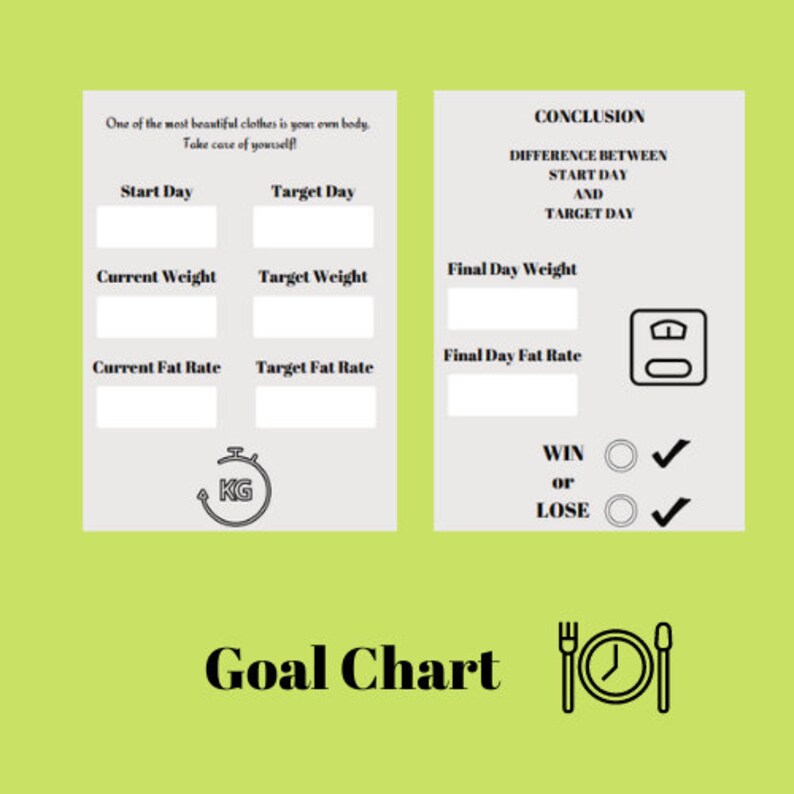 Digital Weakly Meal Plan and Goal Chart / Downloadable PDF Format - Etsy