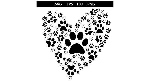 Paw Print Heart SVG Paw Print SVG Heart of Paws SVG Paw - Etsy