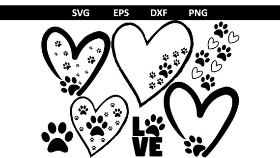Dog Heart Svg Dog Paw Svg Love Svg Heart Svg Puppy Svg - Etsy