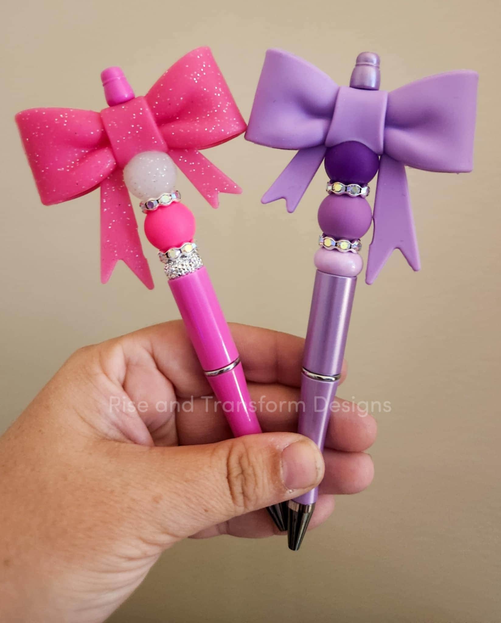 Big Bow Pens | Pink Glitter Big Bow Pen | Purple Big Bow Pen | Pink ...