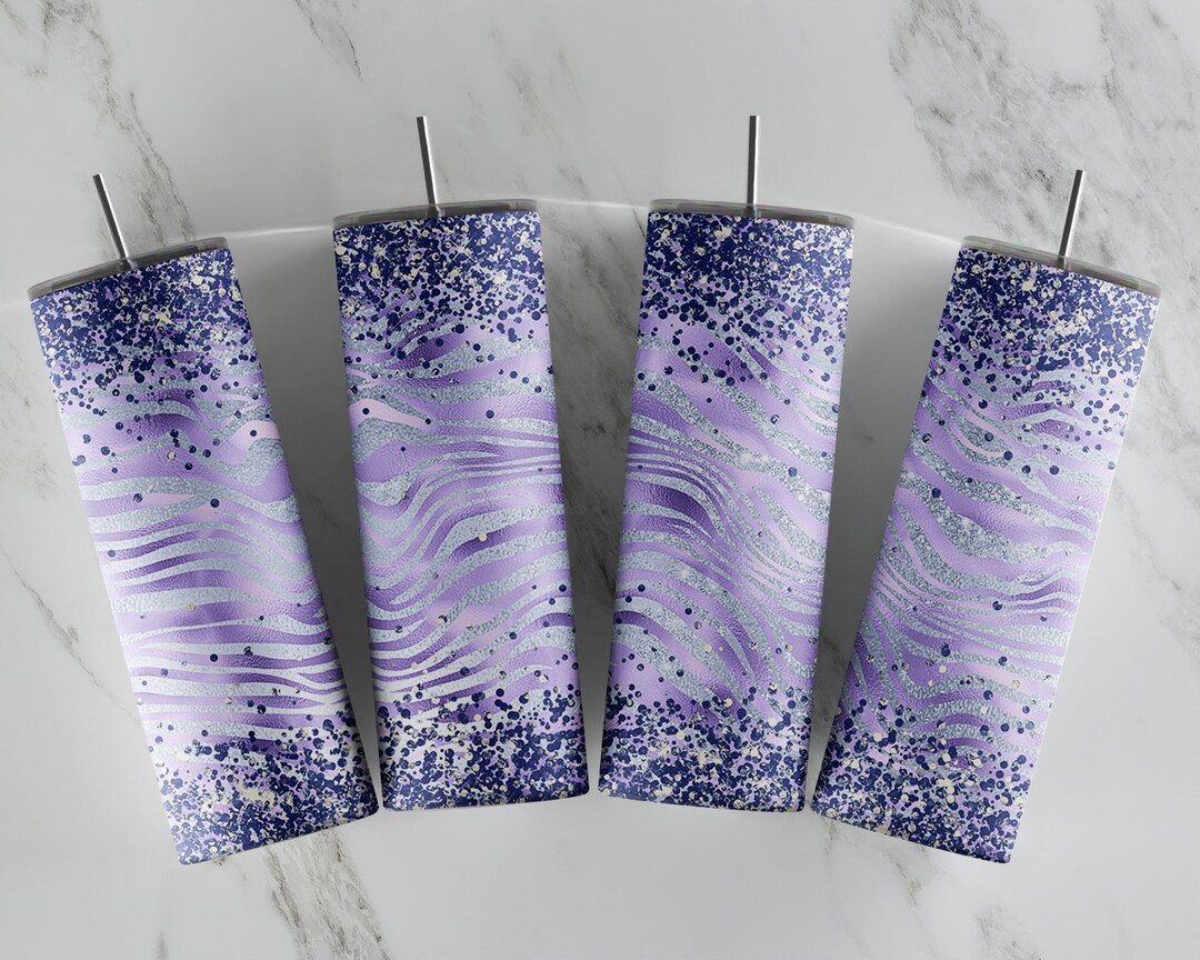 Purple Zebra Tumbler Wrap Animal Print Navy Blue Glitter - Etsy