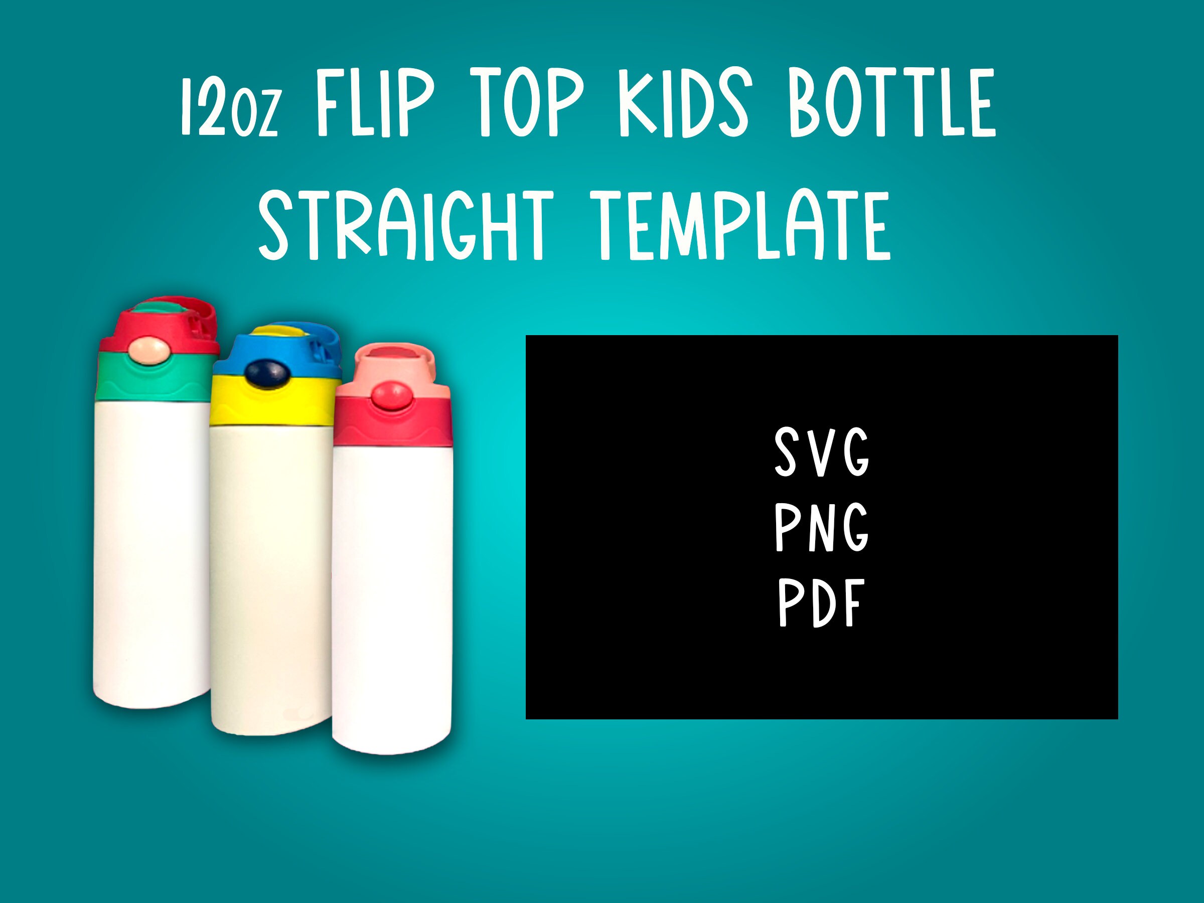 12oz Kids Bottle Flip Top Straight Tumbler Template - Etsy