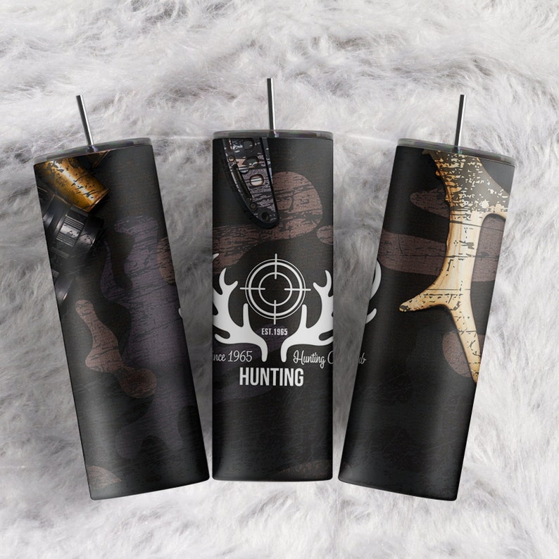 Black Hunting Tumbler Wrap Deer Antlers Deer Hunter - Etsy