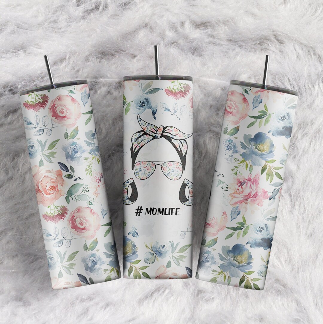 Mom Life Floral Becher wrap Mama Pink Blue Watercolor Floral ...