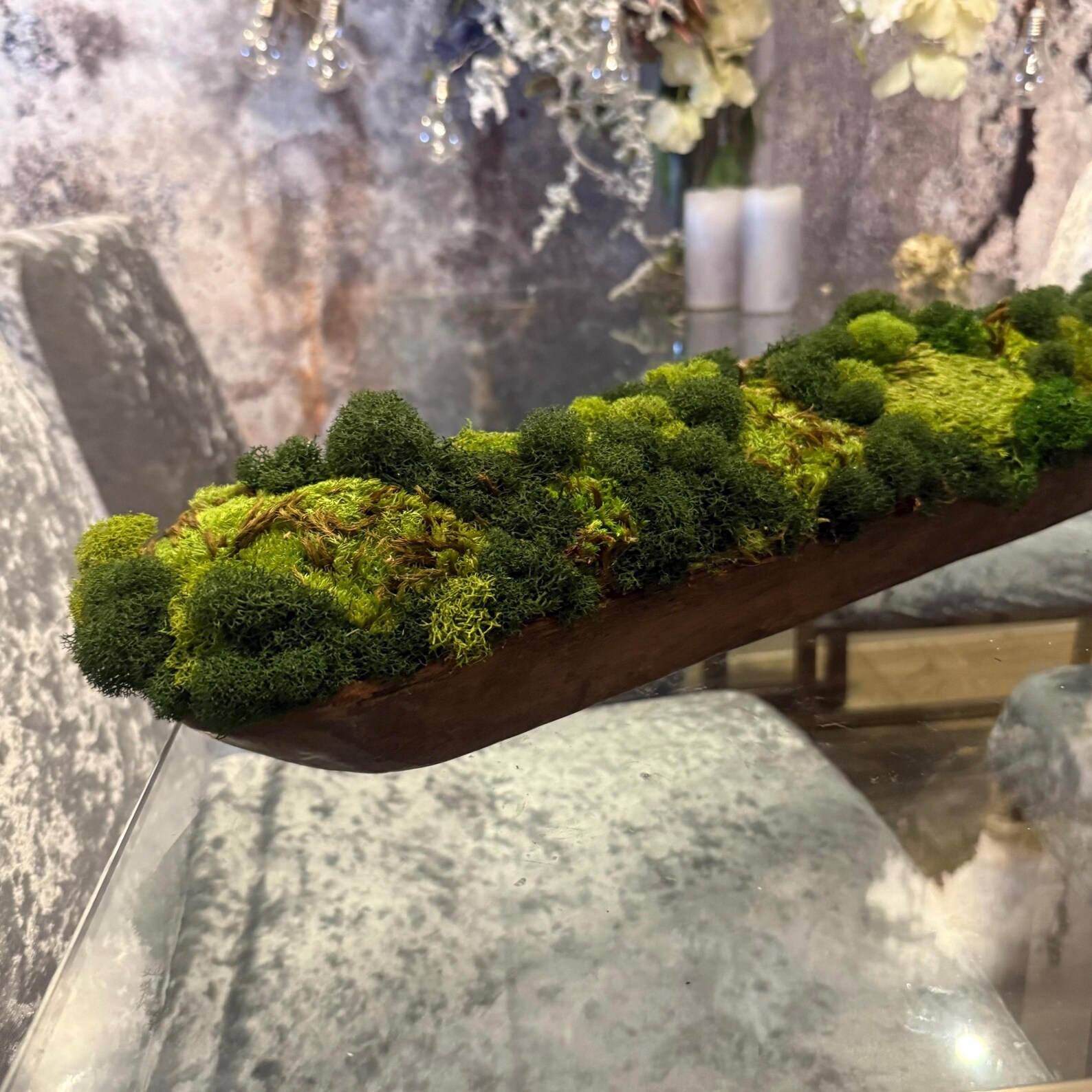 Large Preserved Moss Table Centerpiece in Wood Bowl - 39” Moss Decor - Etsy